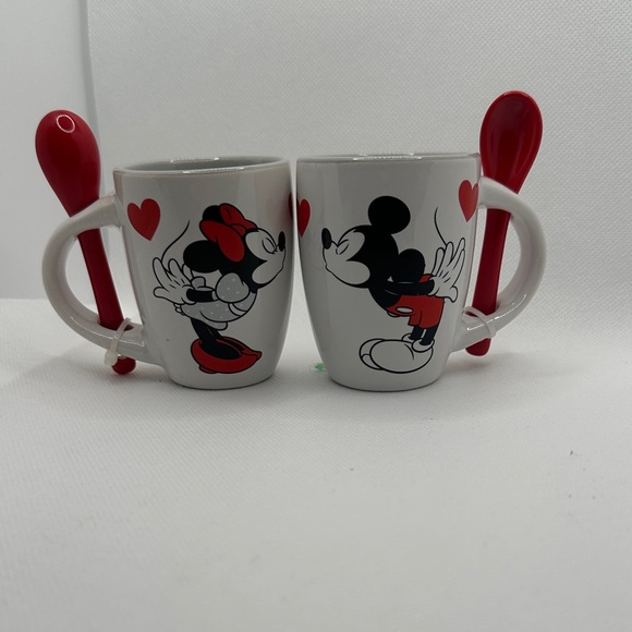 Disney | Dining | Disney Mickey Minnie Mug Set With Red Spoons | Poshmark